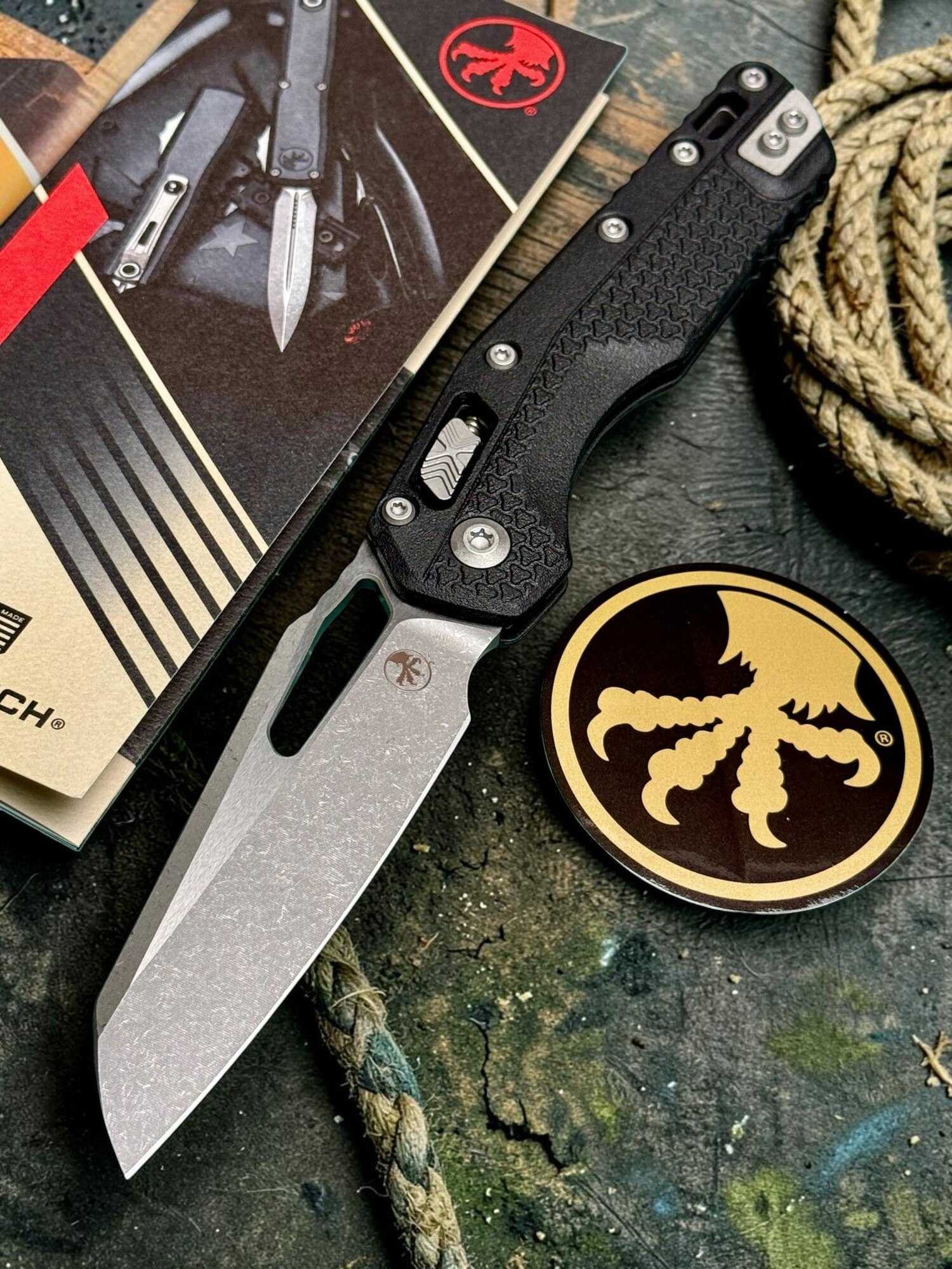 Нож складной MicroTech MCT210T10APPMBK MSI Ram-Lok, Apocalyptic Blade, Black Handle