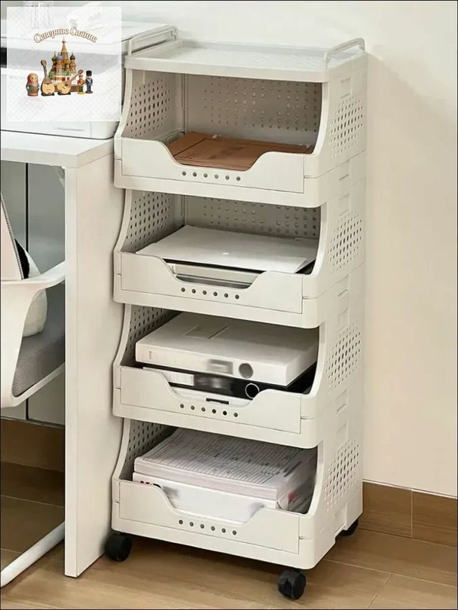 Напольная подставка для принтера на колесах, 42×29×100 см, для офиса, кабинета и дома, белая, в собранном виде