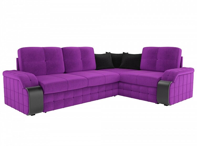 Угловой диван Николь фиолетовый, дельфин, 272х198х78 см, с ящиком для белья