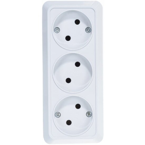 Розетка Universal 3-м ОП Олимп 16А IP20 без заземл. бел, 1160