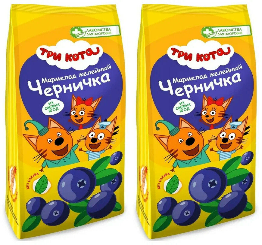 Мармелад желейный, 3 Кота, Черничка, 105 гр, 2 уп.