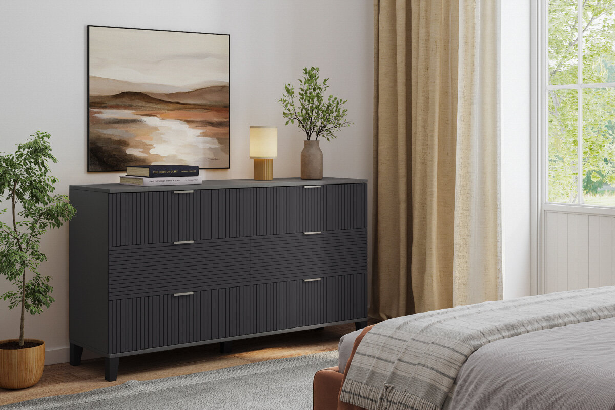 Комод Марвин 7 фрезеровка 8 Графит для документов для книг для обуви для одежды для посуды 140*80*40