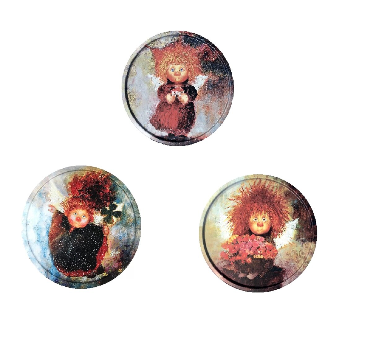 Тарелки Gala "Солнечный Ангел" TS004, металл, с рисунком, 20 см, 3 шт.