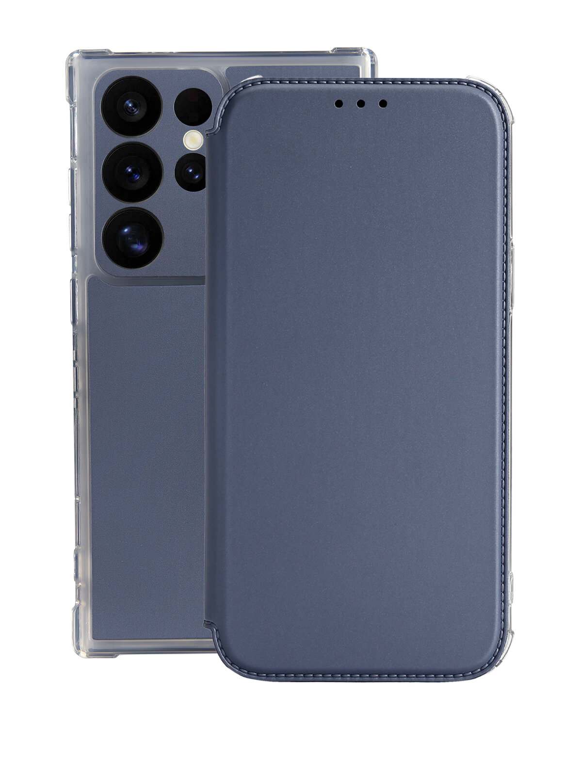 Чехол книжка на Samsung Galaxy S24 Ultra с противоударным бампером с усиленными углами на самсунг галакси с24 ультра Серый