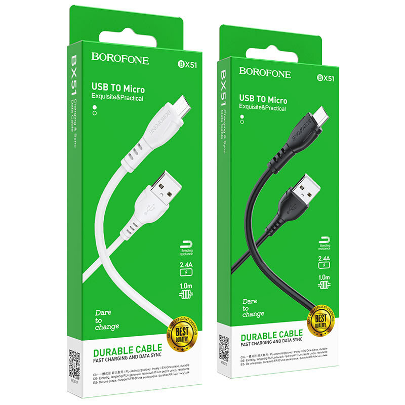 Кабель USB Borofone "Triumph" с разъемом Micro USB, 2,4 A, 1 м