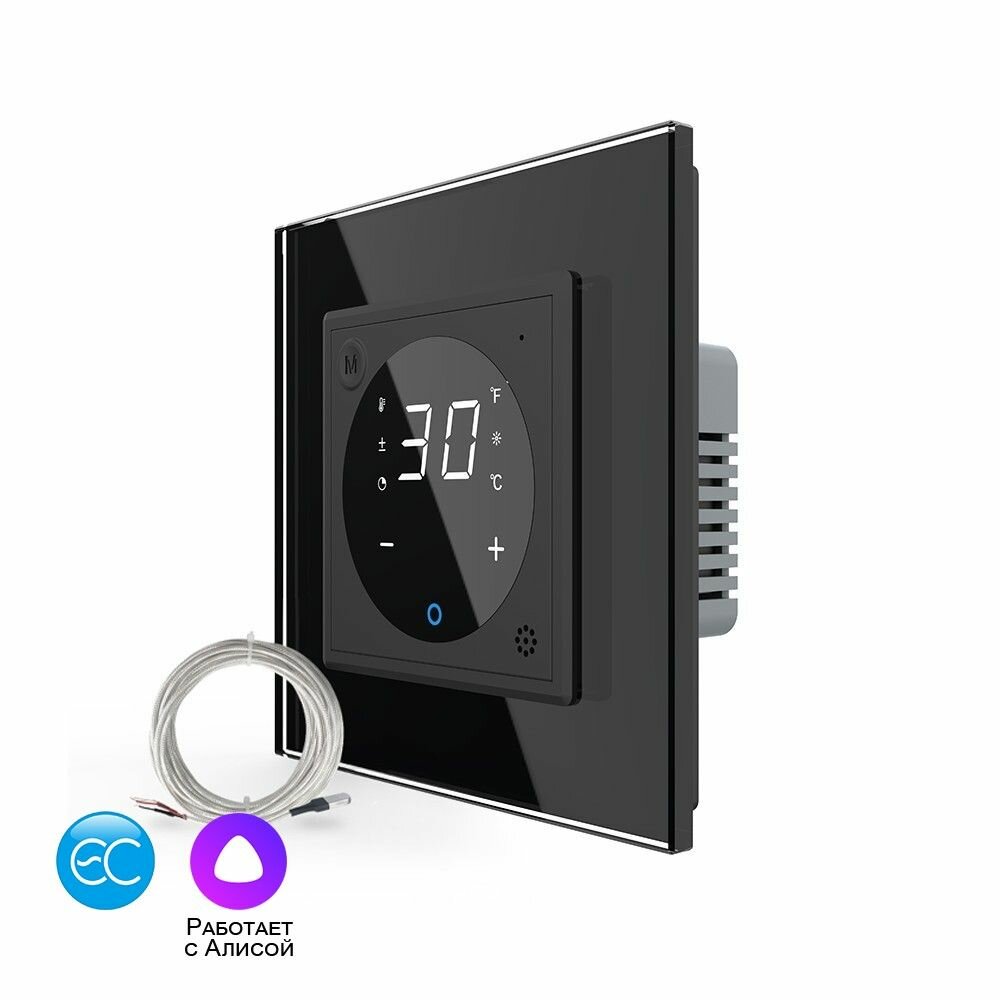 Умный терморегулятор Livolo EC 16А Original, сенсорное управление, датчики пола и воздуха, черный