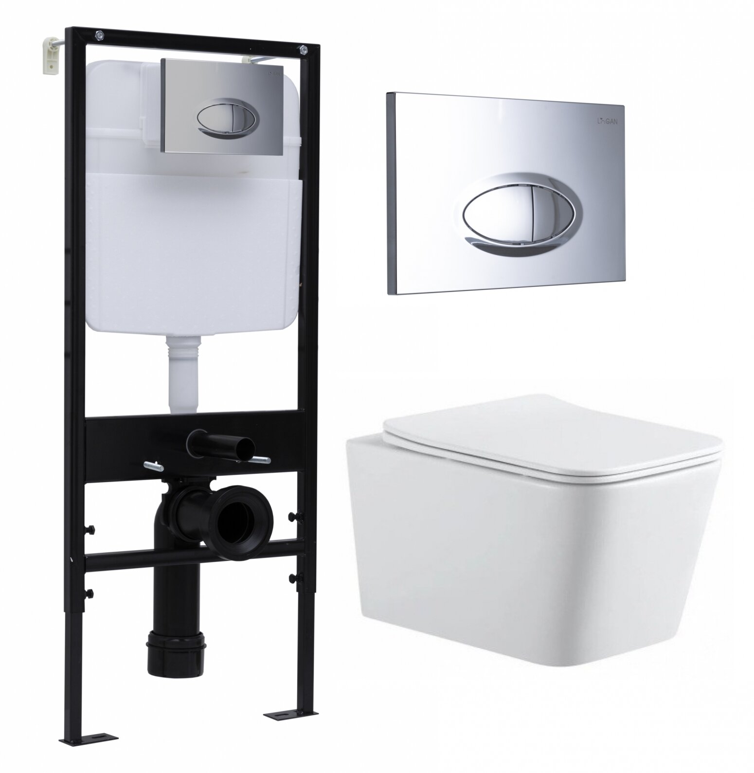 Комплект 3 в 1 инсталляция Logan H1067-1170 297674 + Подвесной унитаз SinteSi BALTI + кнопка хром