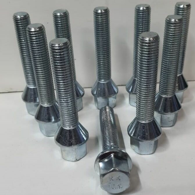 Болт колёсный 12x1,5x55, конус,10 штук