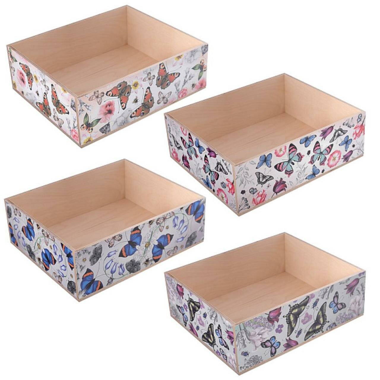 Декоративный ящик "Бабочки" Мультидом, береза, 30x25x10см, 1 шт