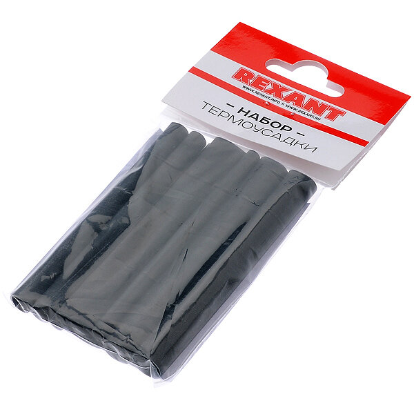Набор Rexant 29-0107 чёрных клеевых термоусаживаемых трубок "GLUE 3:1" (4 шт. в комплекте)