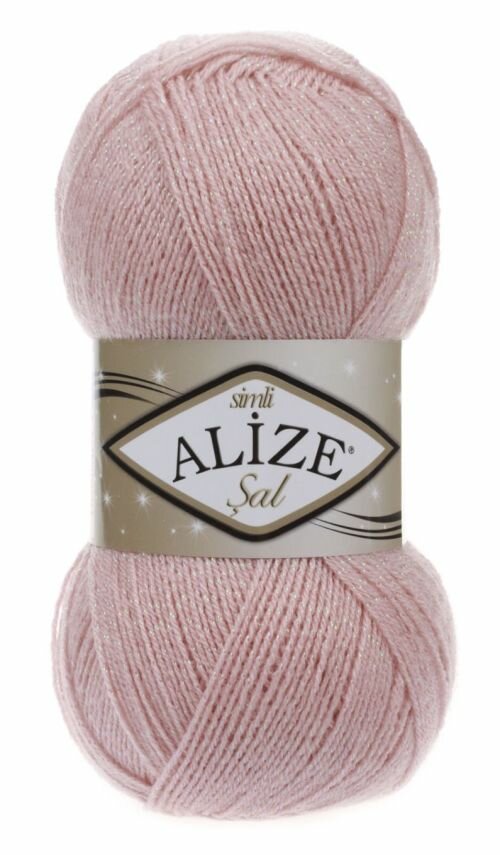 Пряжа ALIZE SAL SIM, пудра - 161, 95% акрил, 5% металик, 5 мотков, 100 г, 410 м.