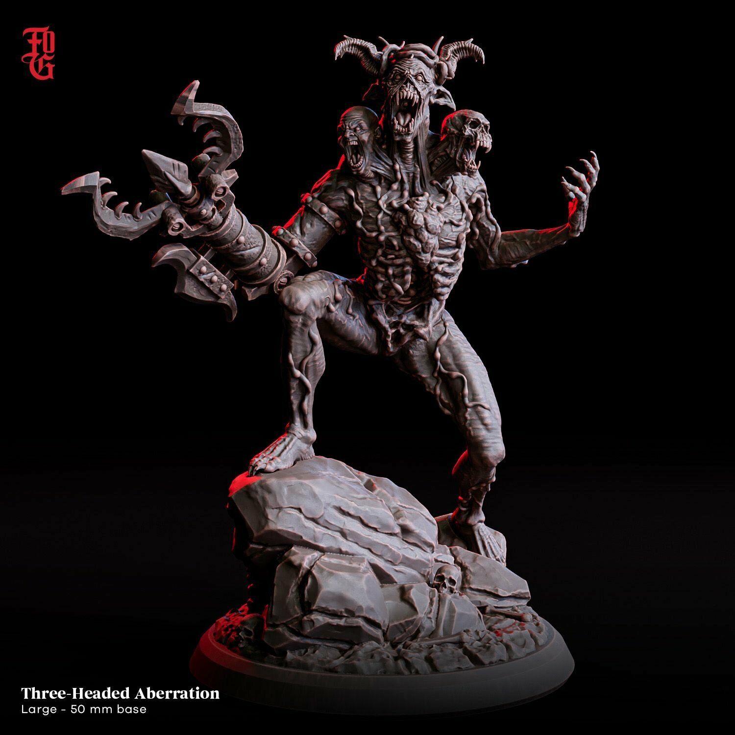 Миниатюра D&D 'Трехголовая аберрация' масштаб 32 мм (DnD, Dungeons & Dragons, ДнД, Подземелья и Драконы, Pathfinder)