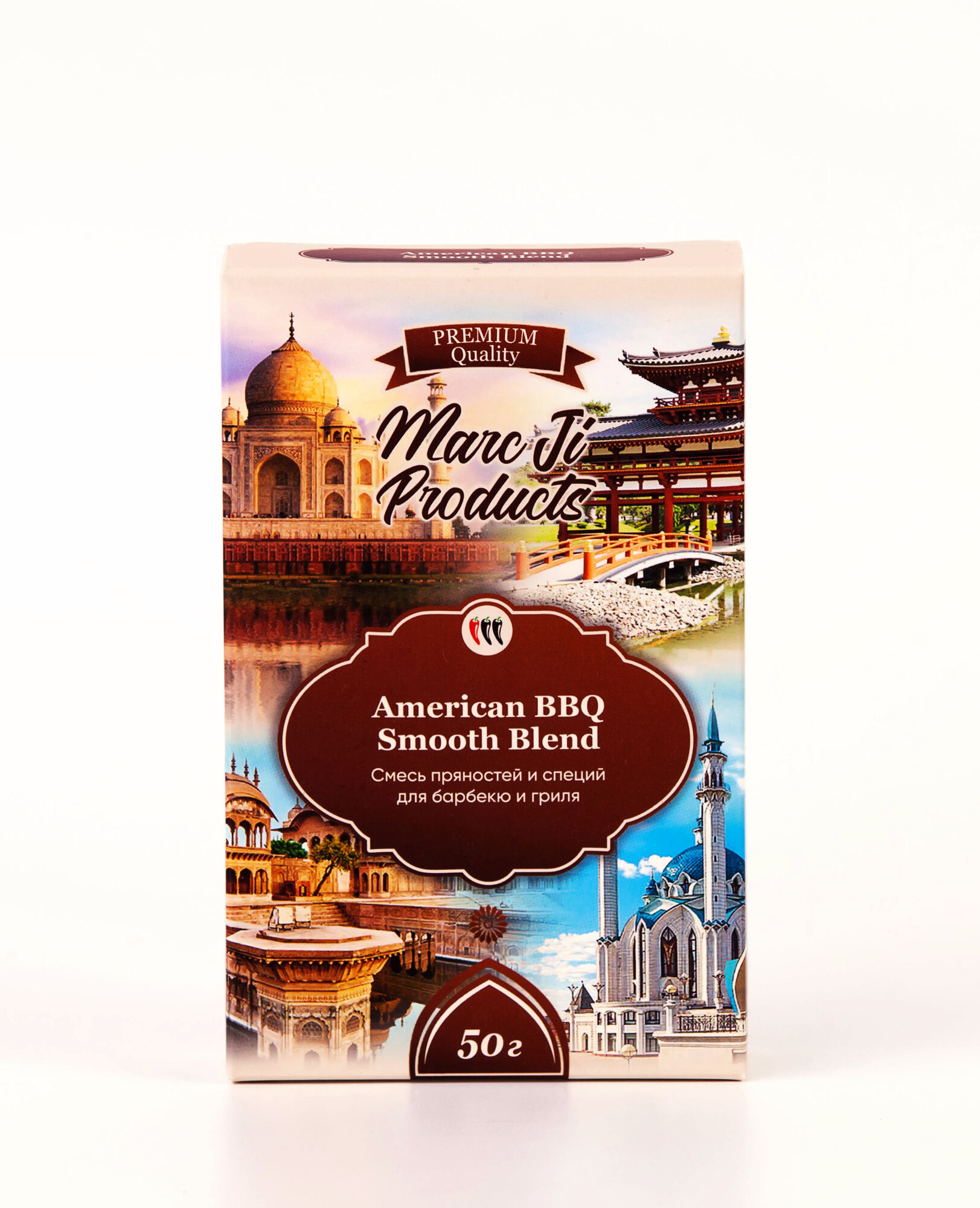 Смесь пряностей и специй для барбекю и гриля /American BBQ Smooth Blend / 50 г / коробка/ Marc Ji Products®