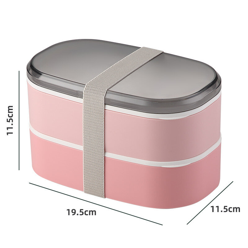 Японский двухъярусный микроволновый безопасный пластиковый бенто-бокс с посудой и разделителем, удобный контейнер для