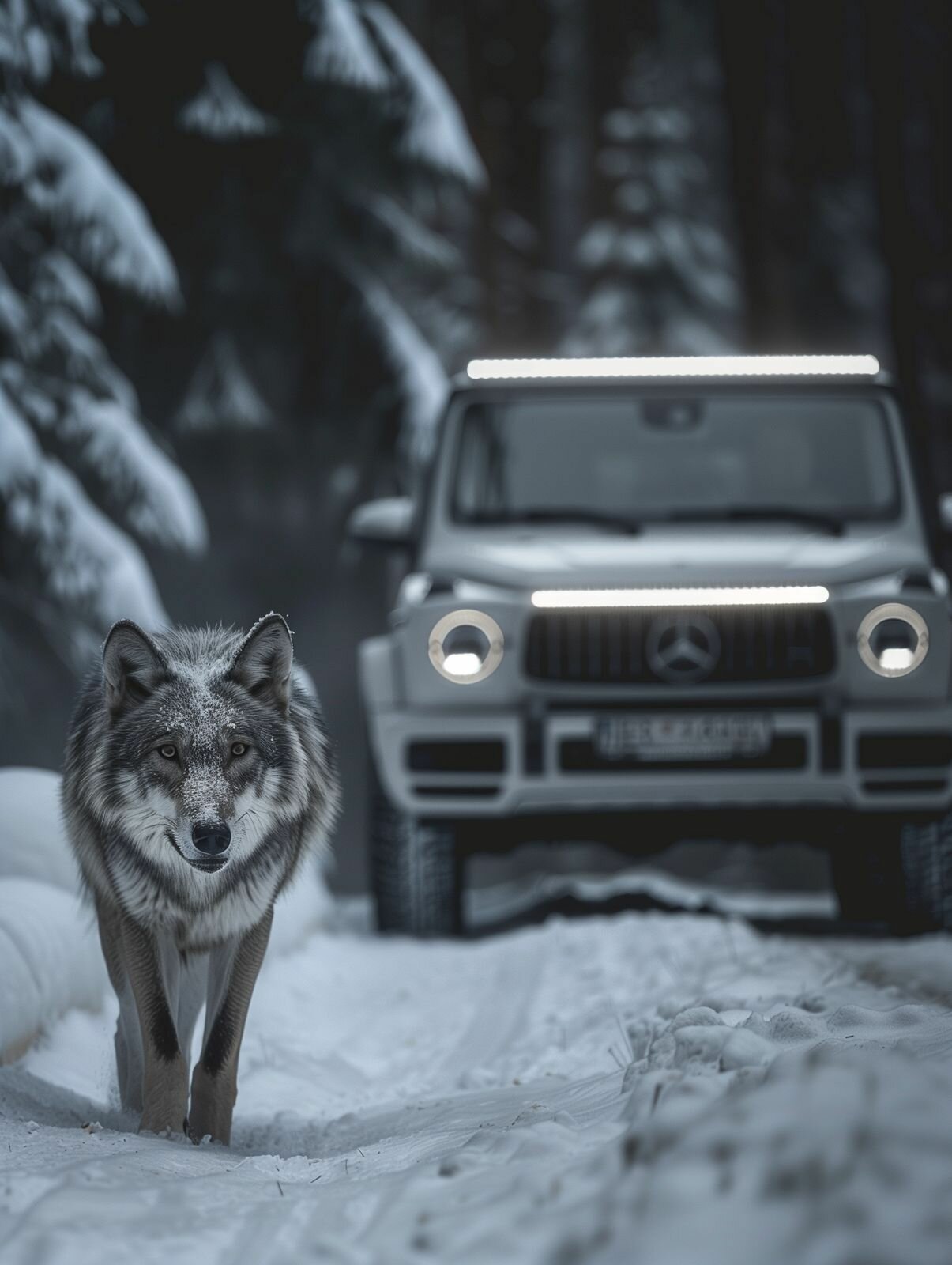 Постер 60х90 см. Авто - Mercedes-Benz G-Klasse волк