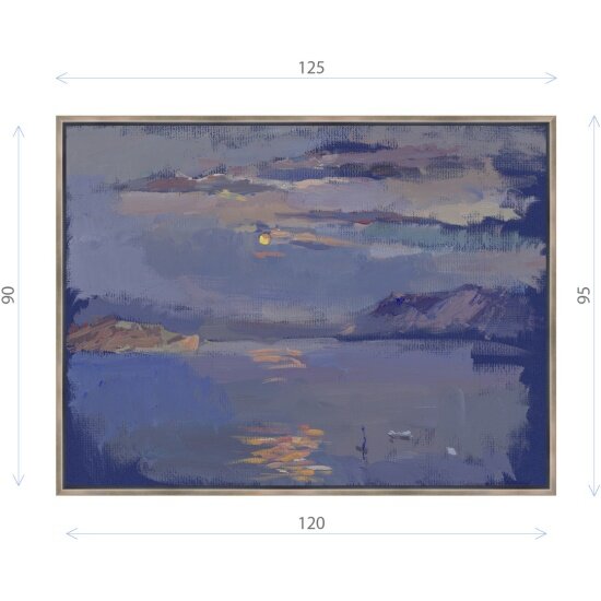 Картина Декор Депо Ксении Черномор Луна над лазурной бухтой Матовый холст в раме 95х125 см