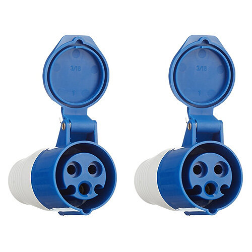 Розетка силовая переносная КЭАЗ с заземлением 2Р+РЕ 16 А 220 В IP44 синяя (222744) (2 шт.)