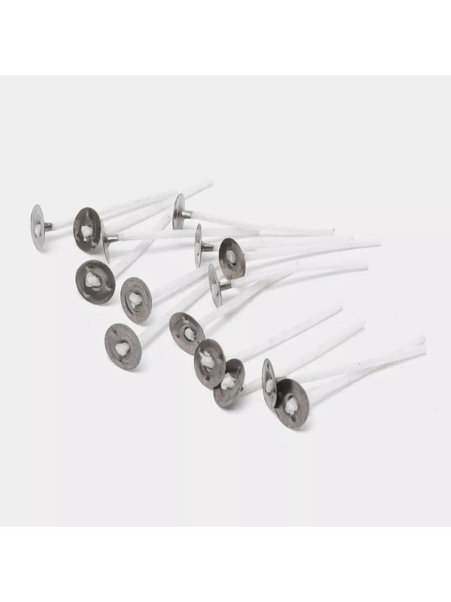 Хлопковый фитиль с держателем 7 см - 100 шт в комплекте