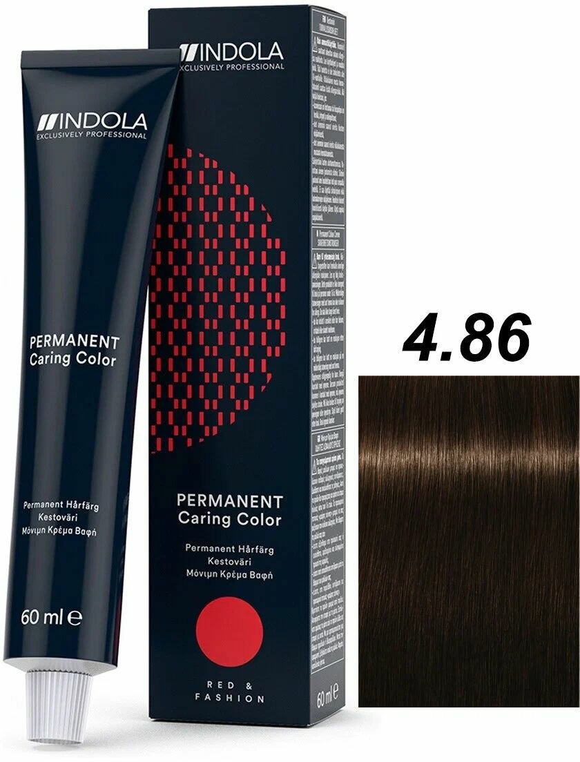 Indola Red and Fashion 4.86 Средний коричневый шоколадный красный Стойкая крем-краска для волос 60 мл