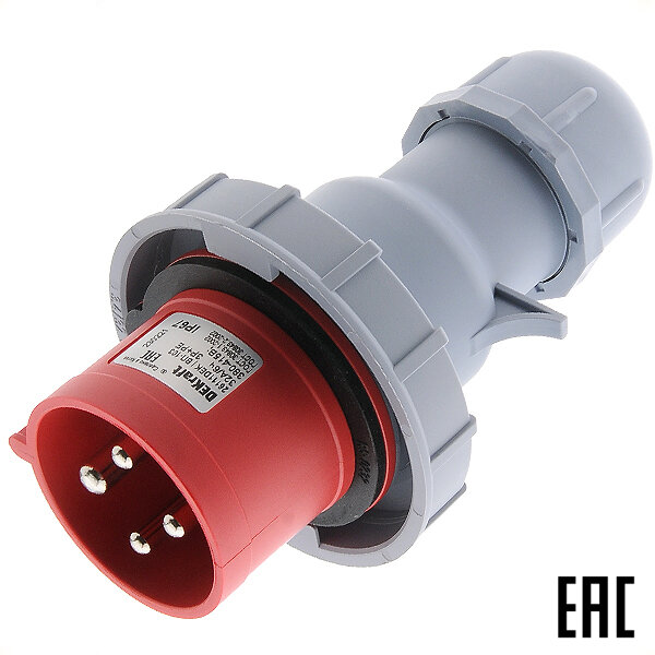 Вилка кабельная ВП-103 26111DEK 32А 380В 3P+PE IP67 CEE024W-6 DEKraft