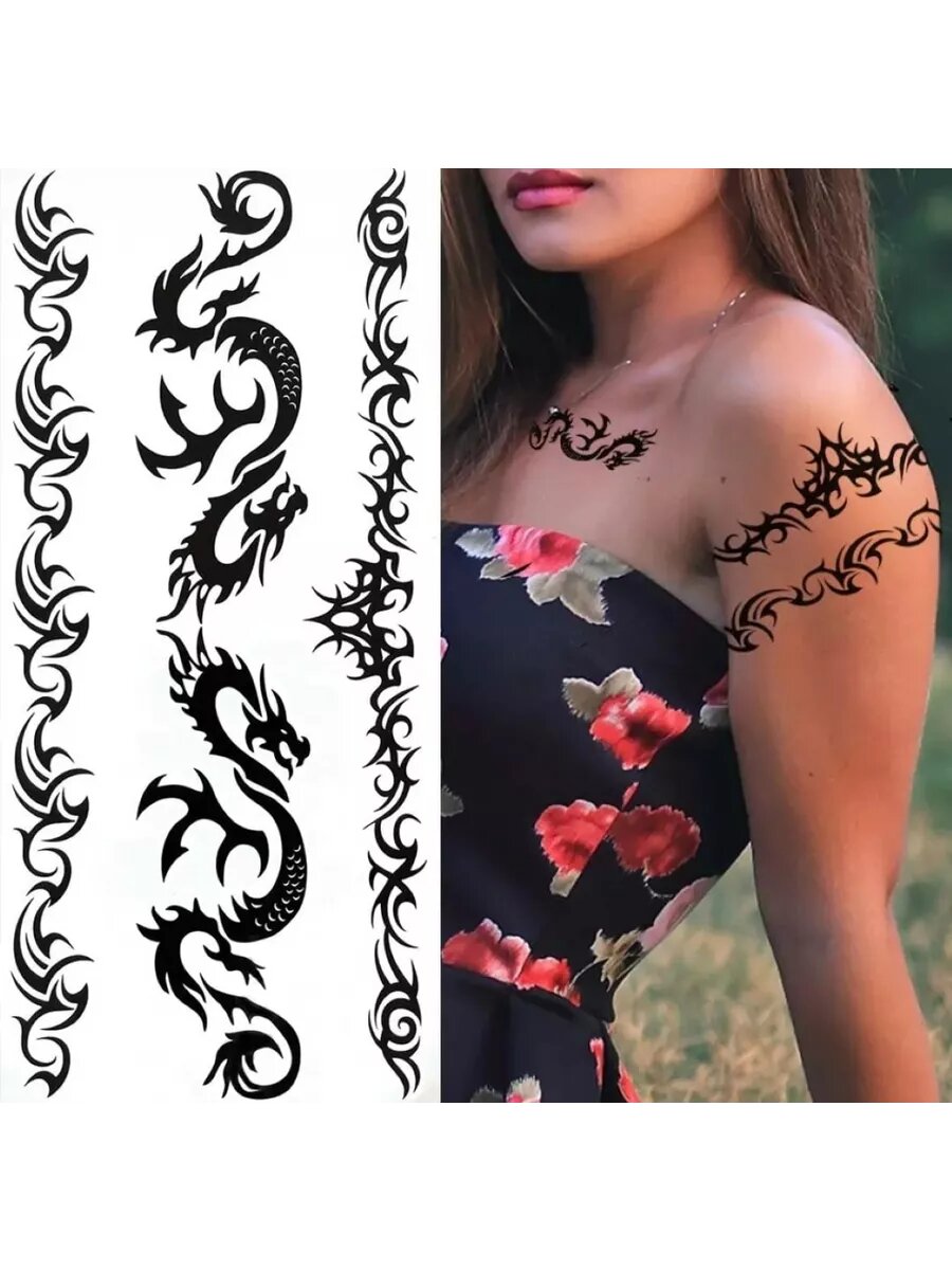 Тату переводные черные цветные женские мужские детские
