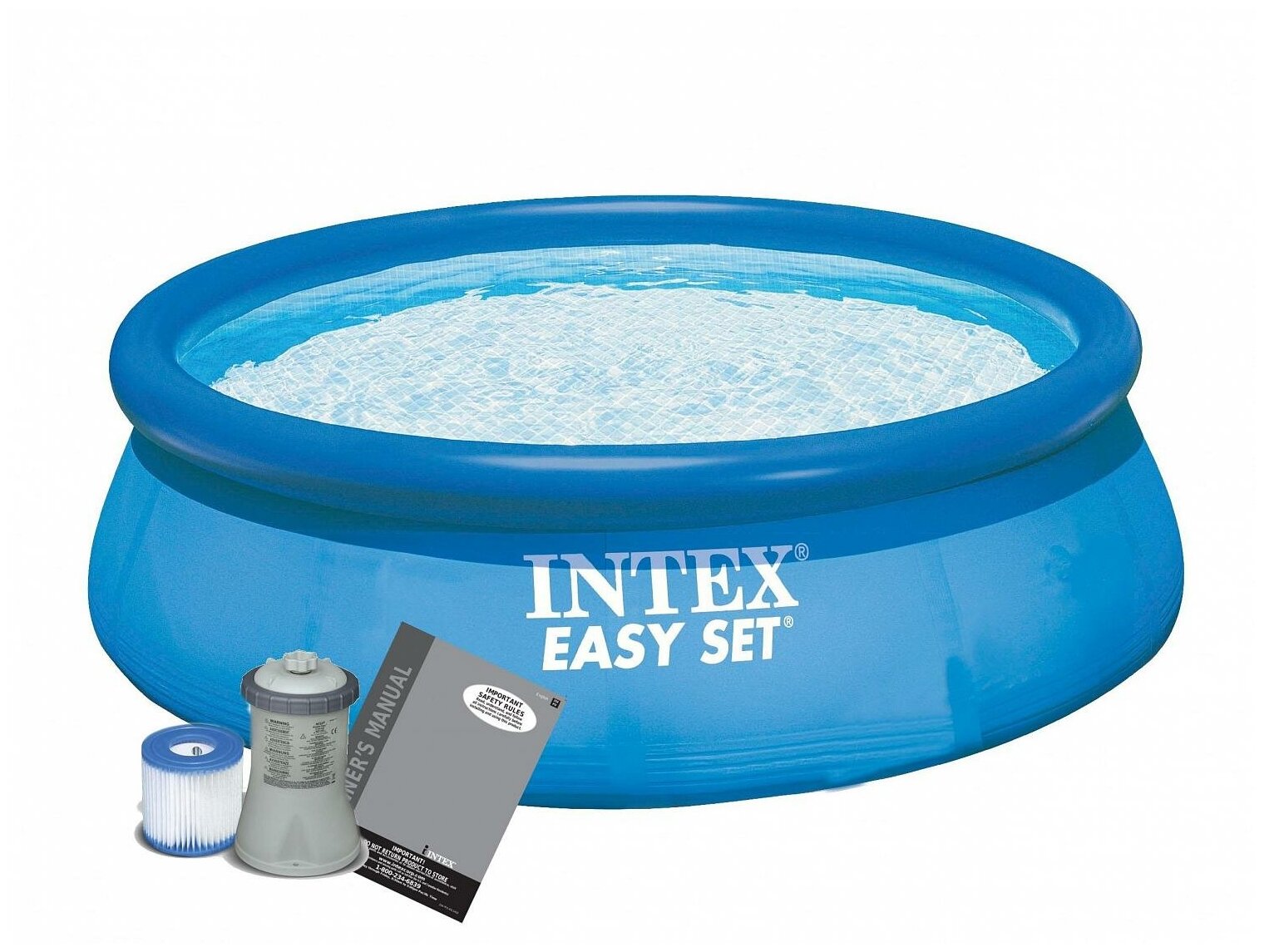 28142 Надувной бассейн Intex 396х84см + фильтрующий картриджный насос — фото 1