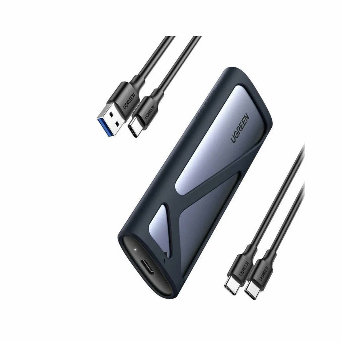 Бокс для накопителей Ugreen CM400, USB 3.2 Type-A/C, M.2 B&M-Key, серебристый