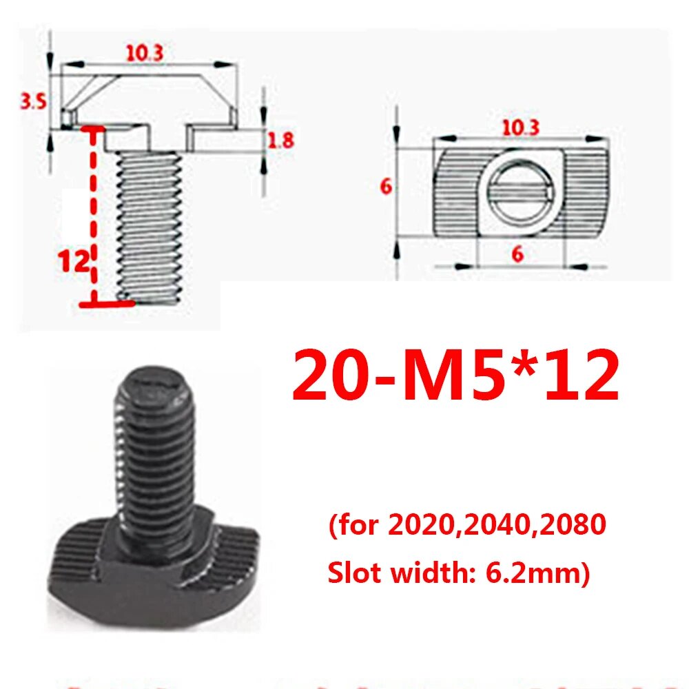 Черные винты VENSTPOW M5 M6 M8 для алюминиевого профиля 50 шт. 20-5x12
