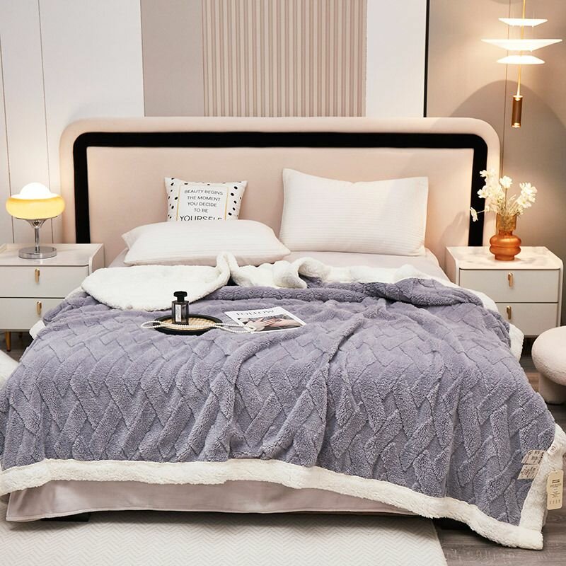 Плед-одеяло Shag Patchwork Flannel Plaid Blanket Bedding