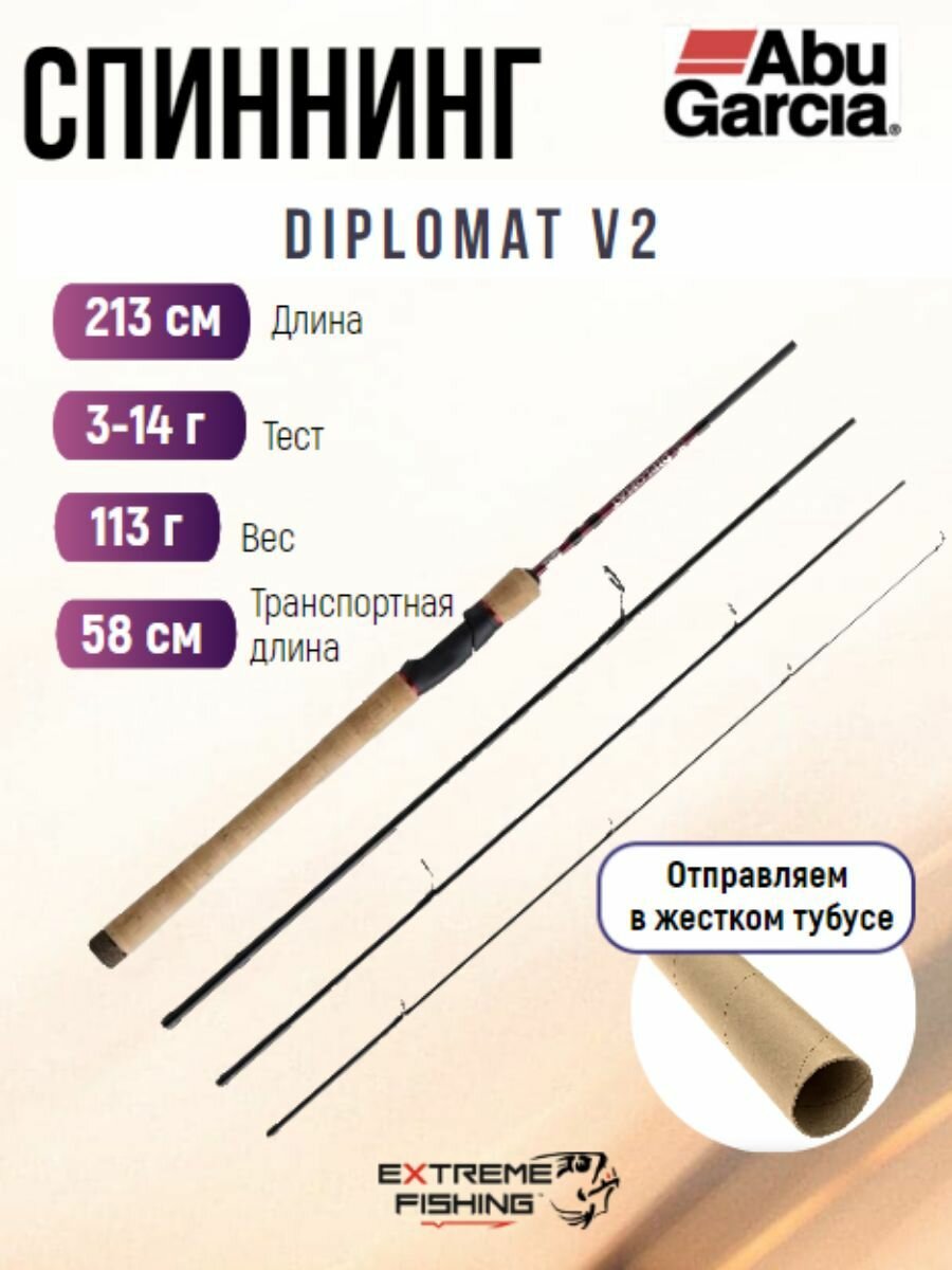 Удилище спиннинговое тревел 4х коленное Abu Garcia Diplomat V2 704L 3-14г