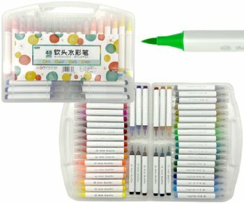 Фломастеры 48 цв. DG-76 Трехгранные, 1-4мм, кисть, пластиковый корпус, в пластиковом пенале