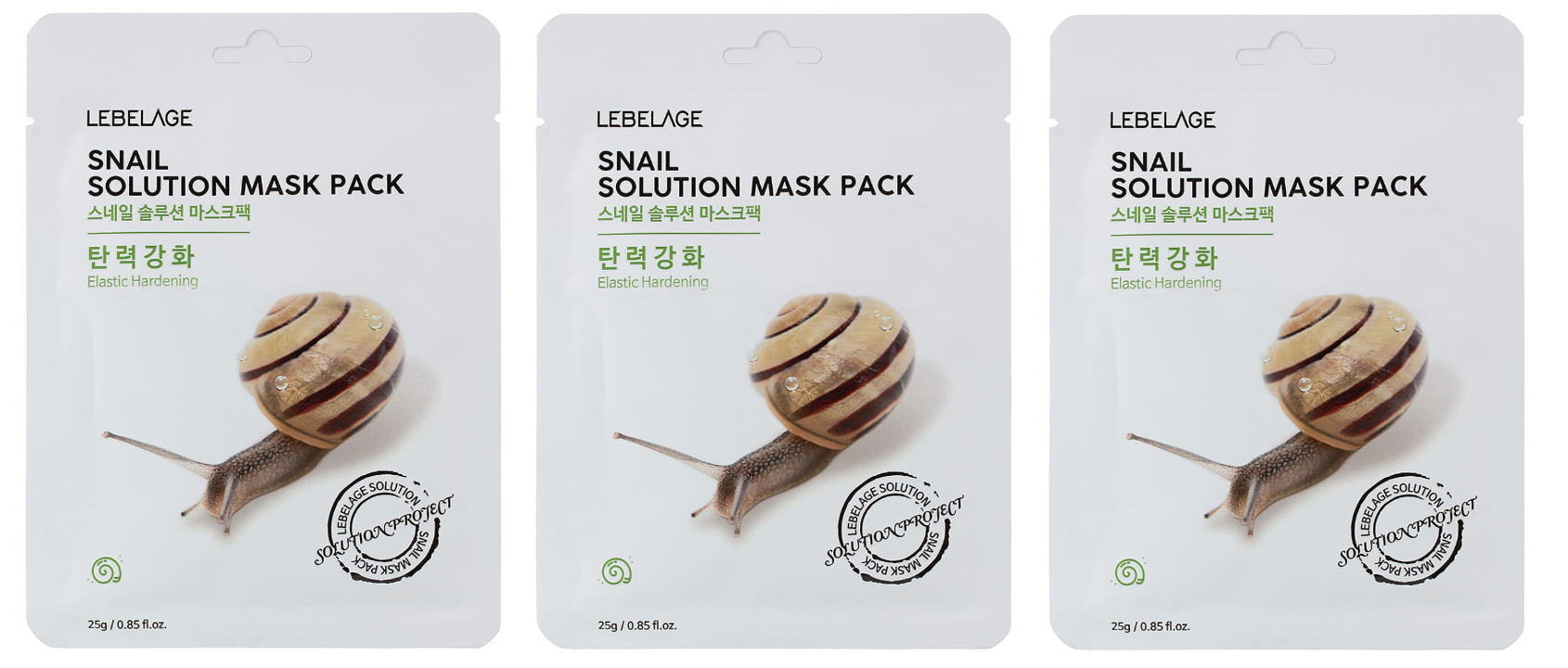 Маска тканевая LEBELAGE Snail Solution, 23 гр - 3 штуки
