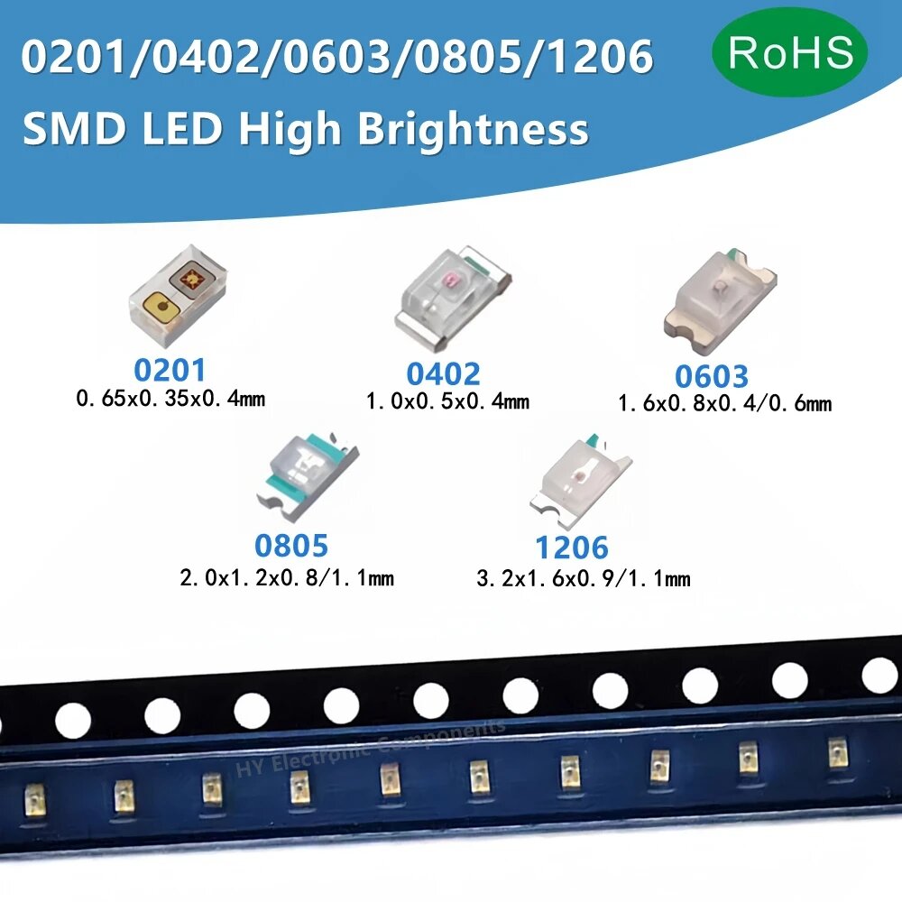 Светодиоды SMD 0201 Green, 100шт
