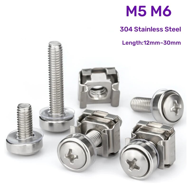 Болты, гайки и шайбы из нержавеющей стали 304 M5 M6 M5x18mm-5pcs