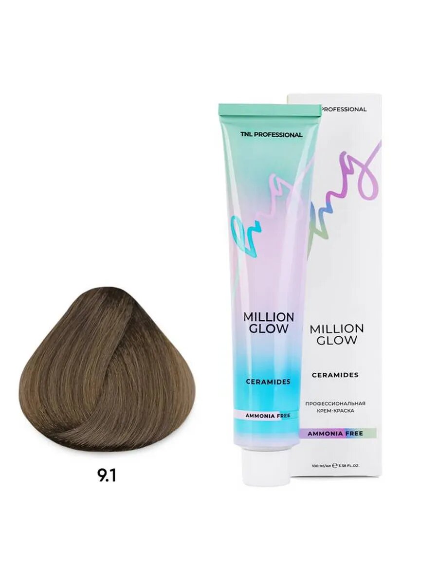 Крем-краска безаммиачная для волос Million glow Ammonia free collection Ceramides 9.1
