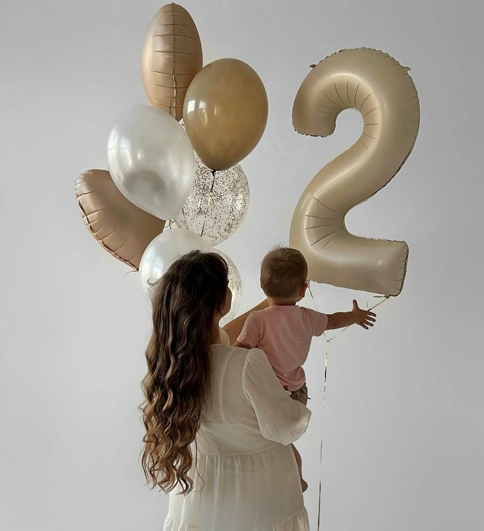 Набор шаров с цифрой «Бежевое сияние»