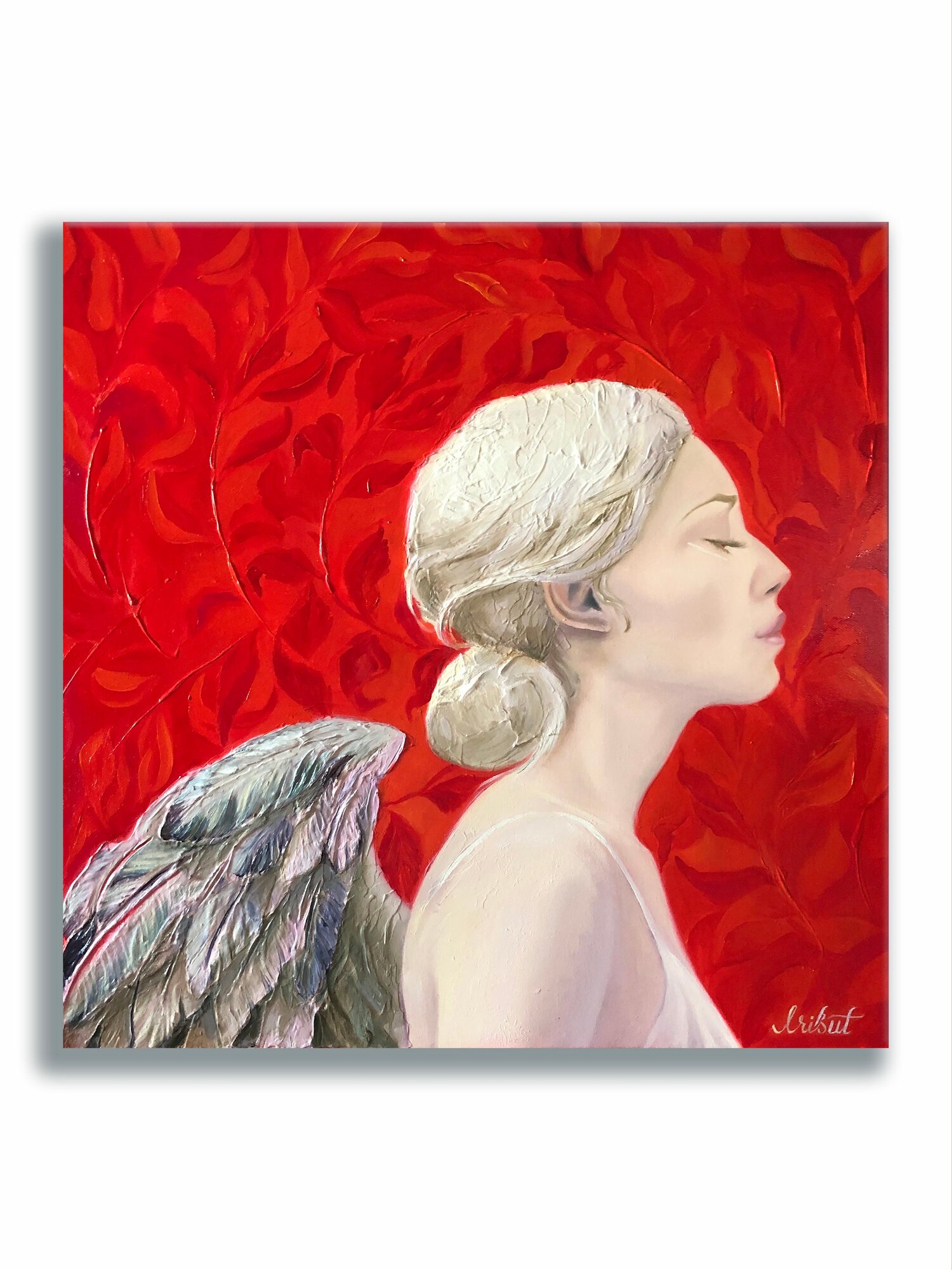 Картина "Белый Ангел", холст, натянутый на подрамник, 60x60 см