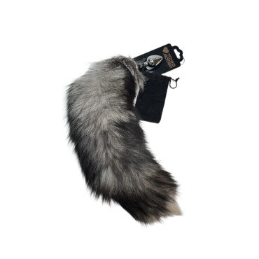 79048 Точка Любви Анальная пробка с натуральным лисьим хвостом, черная