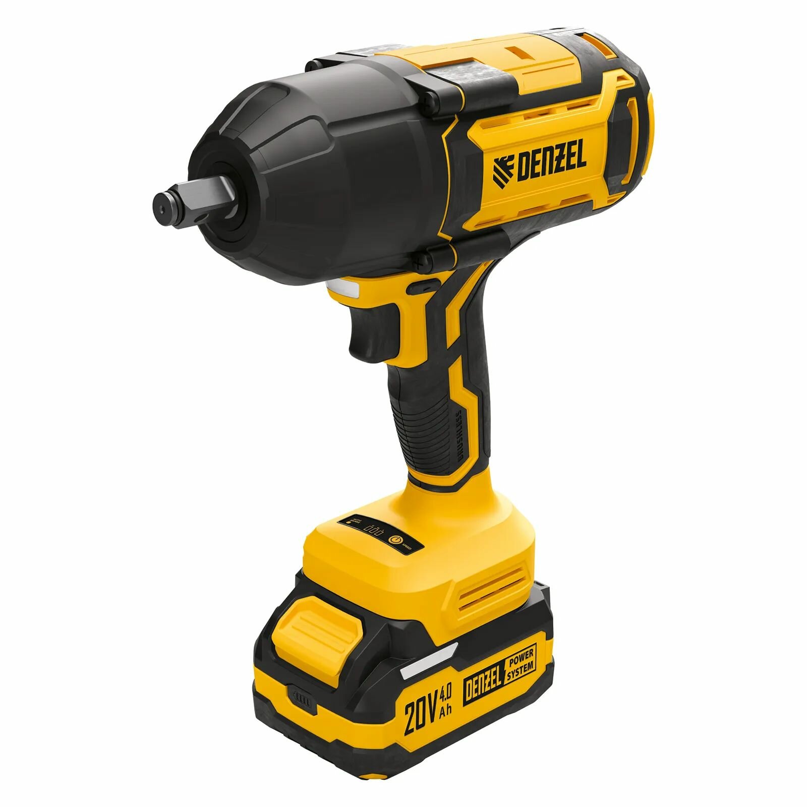 Гайковерт ударный аккумуляторный бесщет. CIWH-BL-20-1000, Li-Ion, 20 В Denzel 26528
