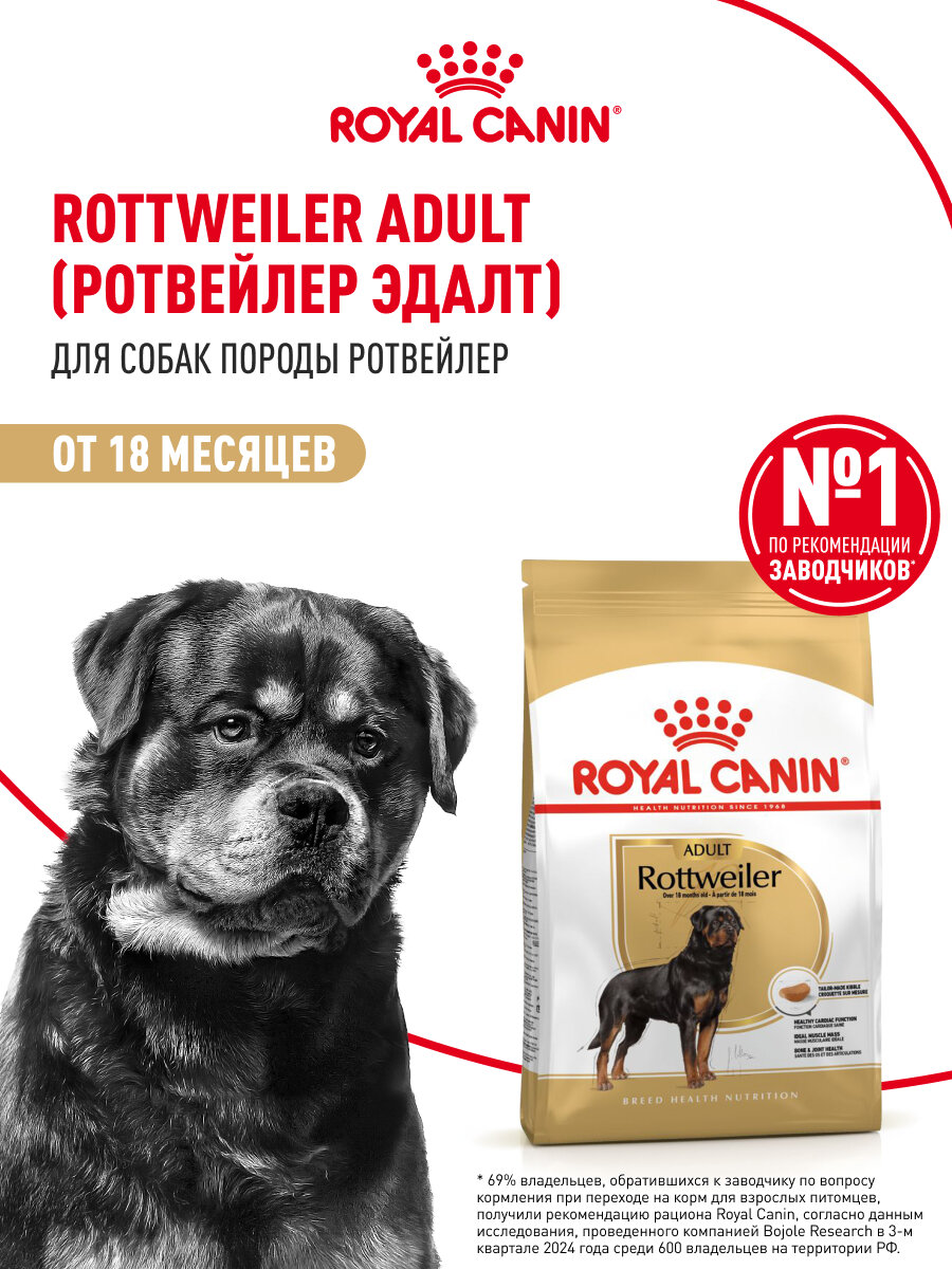 Сухой корм для собак Royal Canin Adult для породы ротвейлер, 12 кг