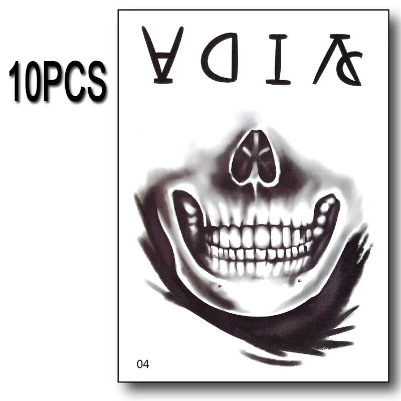 Временные татуировки Tattrendy, набор из 10 шт, череп, роза HR04x10