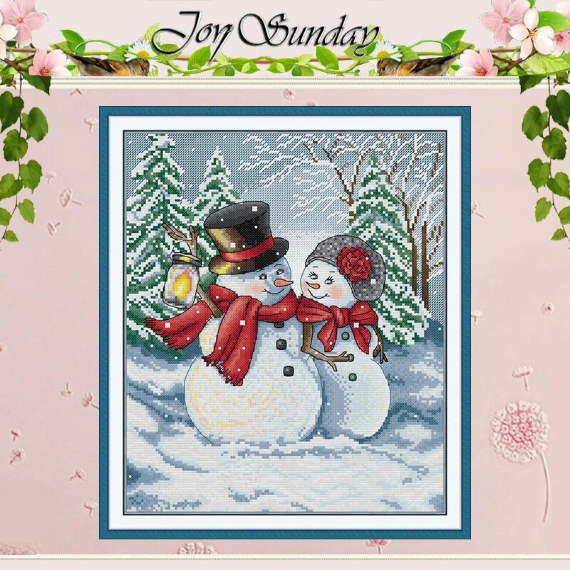 Набор для вышивки крестом Joy Sunday Рождественский снеговик