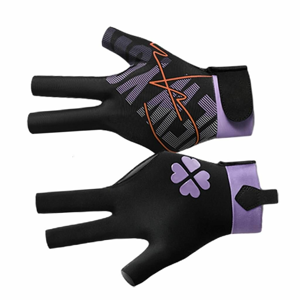 1 шт. Антискользящая перчатка для бильярда с 3 пальцами, левая/правая, модный холодный фиолетовый - S