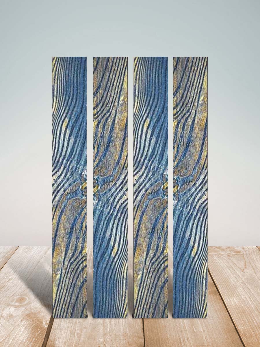 Стеновые панели, МДФ, гладкие, 45x6x3 см, покрытие УФ-лак, голубые, 40 шт.