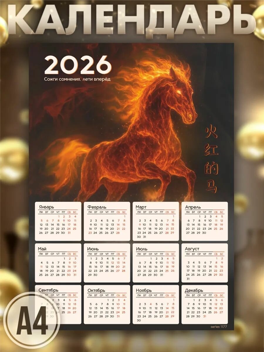 Календарь 2026 настенный Огненная лошадь новый год