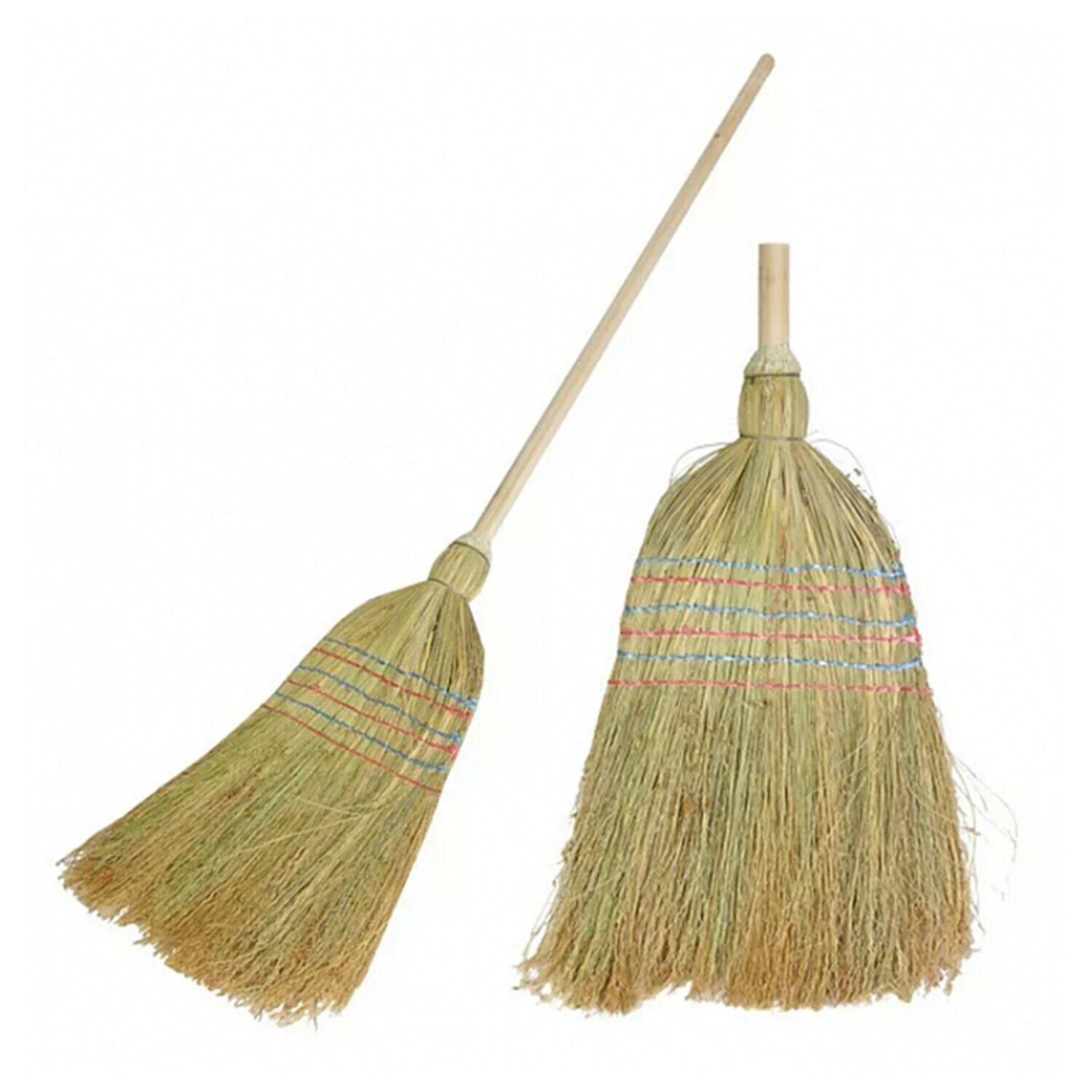 Веник-метла сорго любаша, натуральный, 5-ти прошивной, деревянный черенок 100 см, 400350 мм, 605368