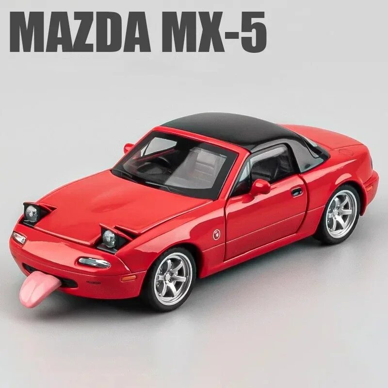 Машинка-игрушка Mazda RX7 MX5 Из Литого Металла В Масштабе 1:32 Со Звуком И Светом, На Батарейках, С Кнопкой Запуска