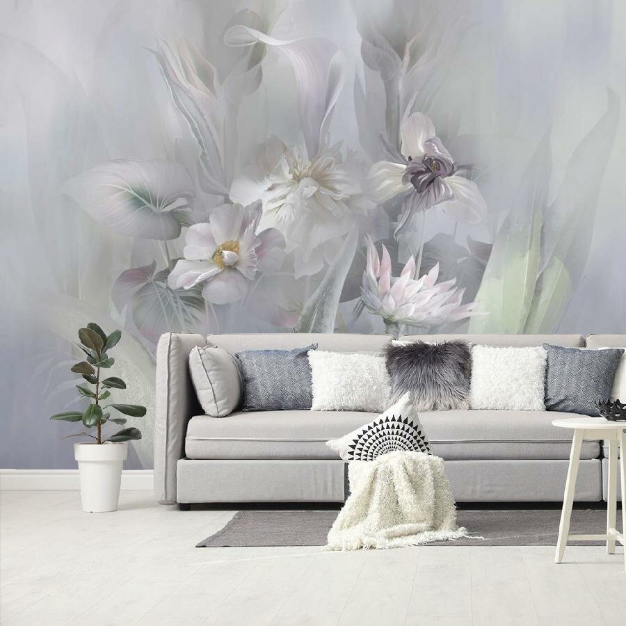 Фотообои 3д букет с цветами 13-991-L-Холст 270 x 400 см (ВхШ) Бесшовные, флизелиновые, влагостойкие обои