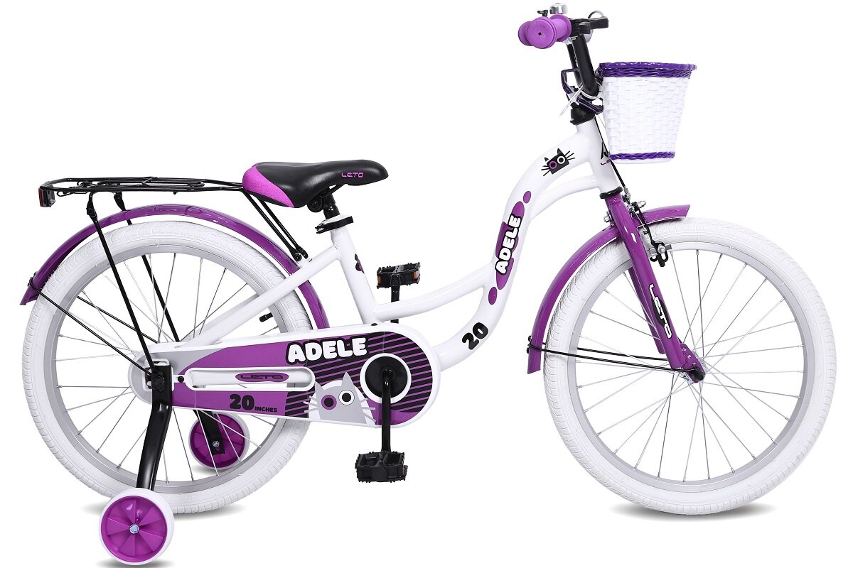Велосипед 20" LETO ADELE, сталь, 1-ск, белый, возраст 6-8лет