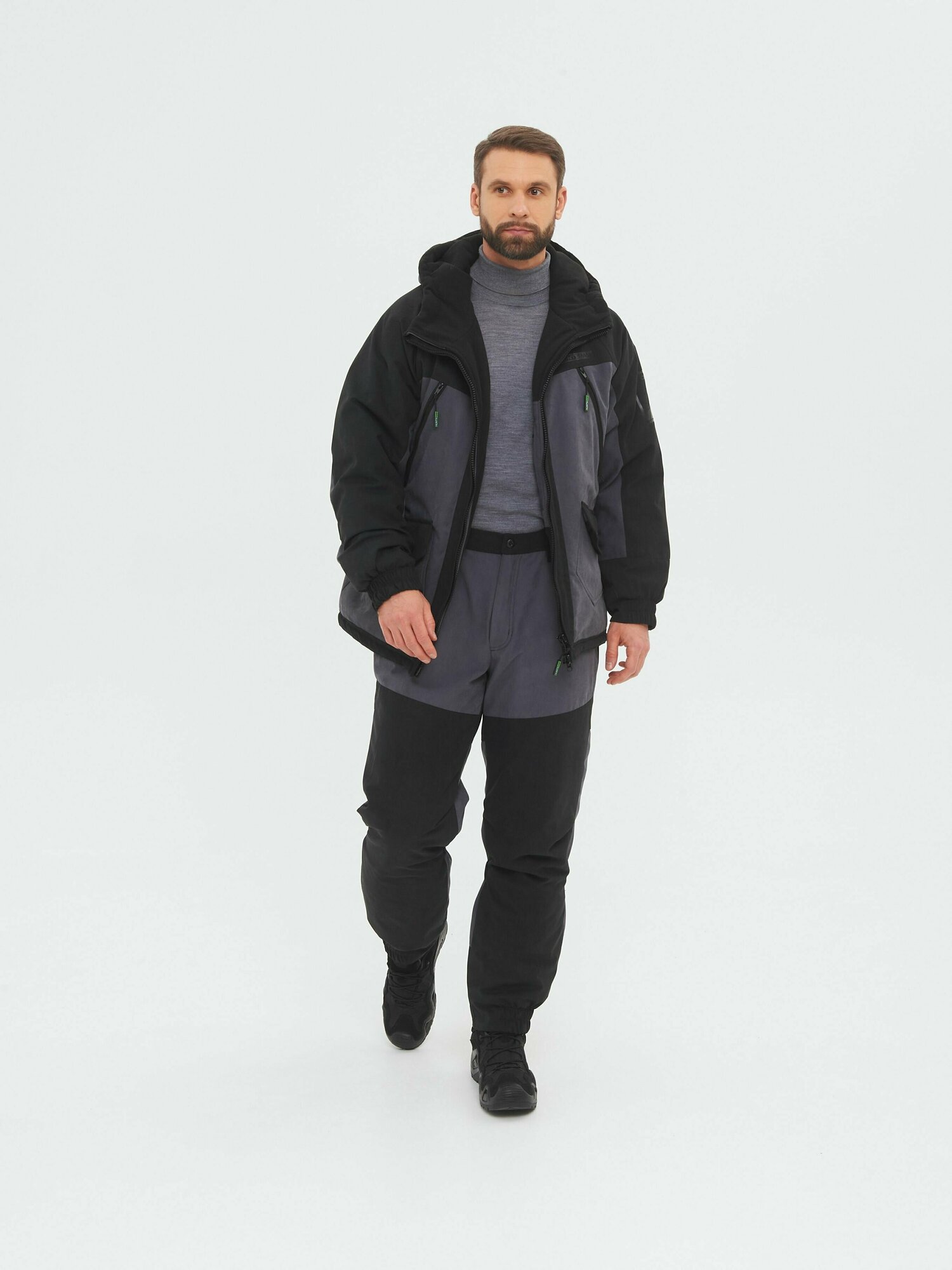 Костюм тактический мужской демисезонный на флисе Huntsman Горка Люкс для рыбалки и охоты, форма охранника, ткань Исландия цвет серый (р.44-46/170-176)